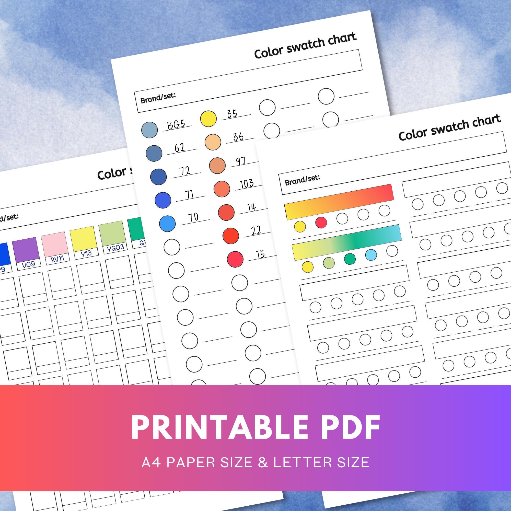 Color Swatch Templates for Color Testing and Blends Sheets Cute Swatch ...