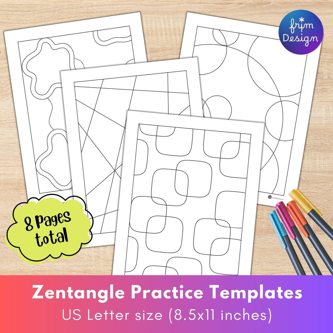 Blank Zentangle Practice Templates, Creative Mindful Art Worksheets ...