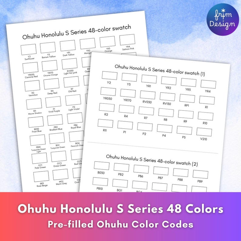 48-color Swatch Chart | Blank Marker Color Chart Compatible With Ohuhu ...