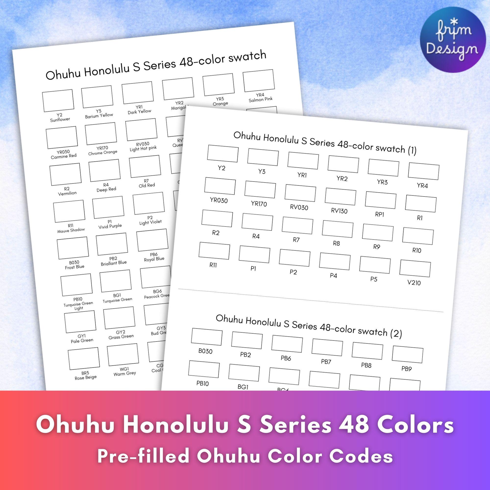 48-color Swatch Chart | Blank Marker Color Chart Compatible With Ohuhu ...