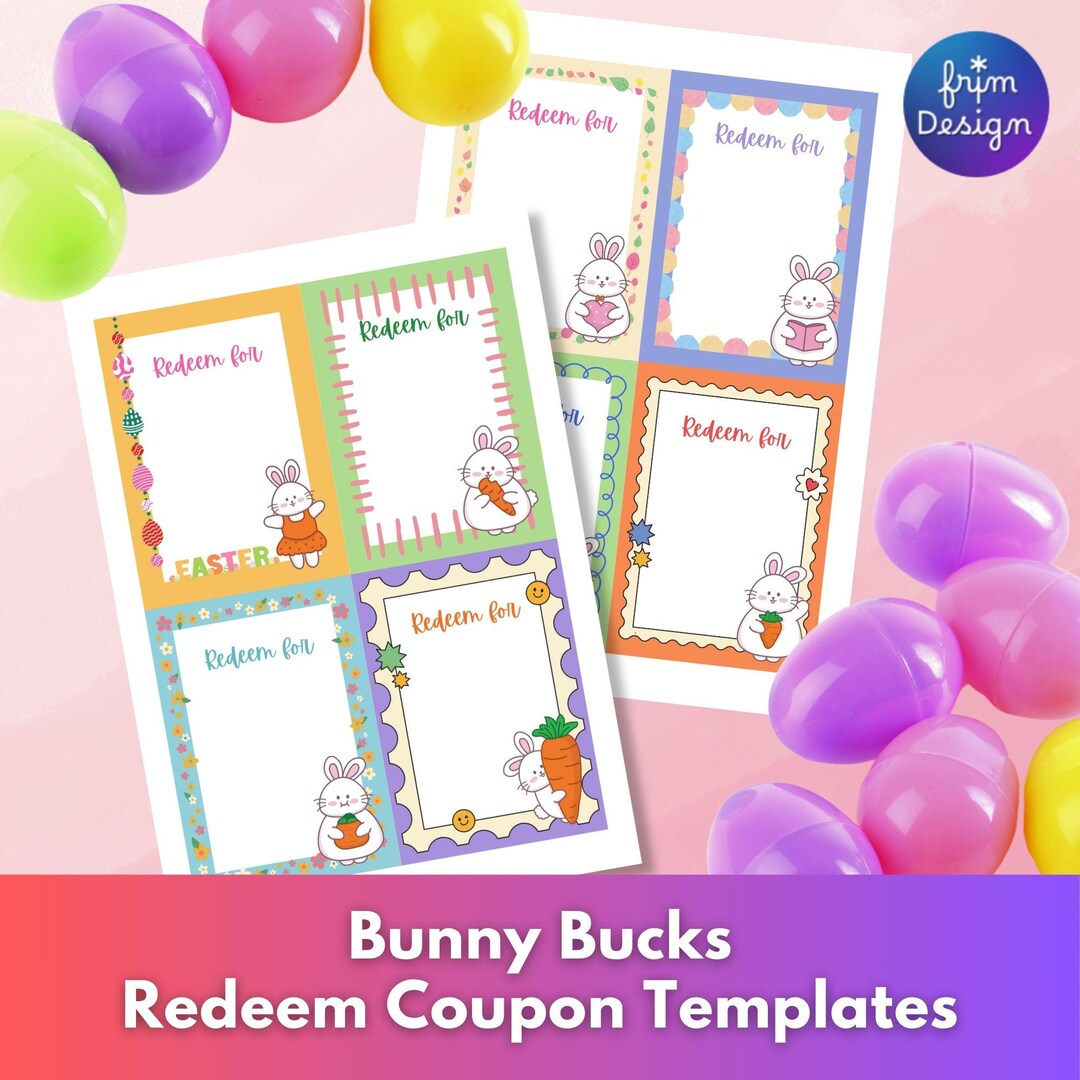 Printable Easter Bunny Bucks, Cute Redeem Coupon Template, Blank Easter ...