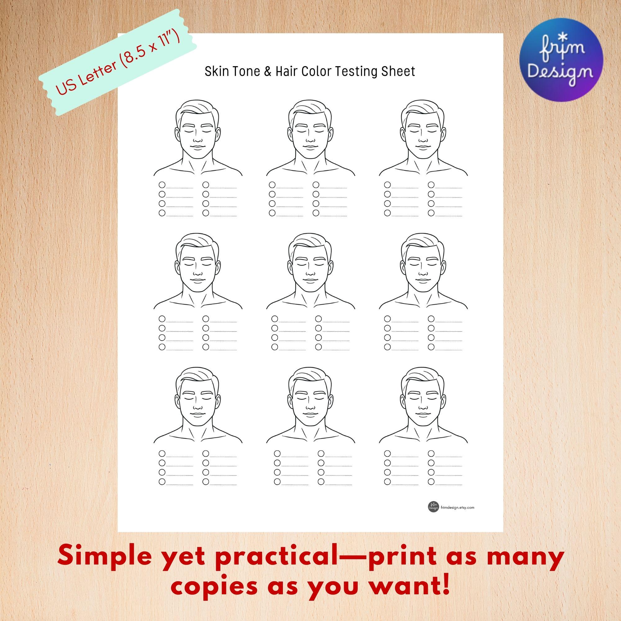 Skin Tone and Hair Combo Practice Sheets – Male & Female Face Templates ...