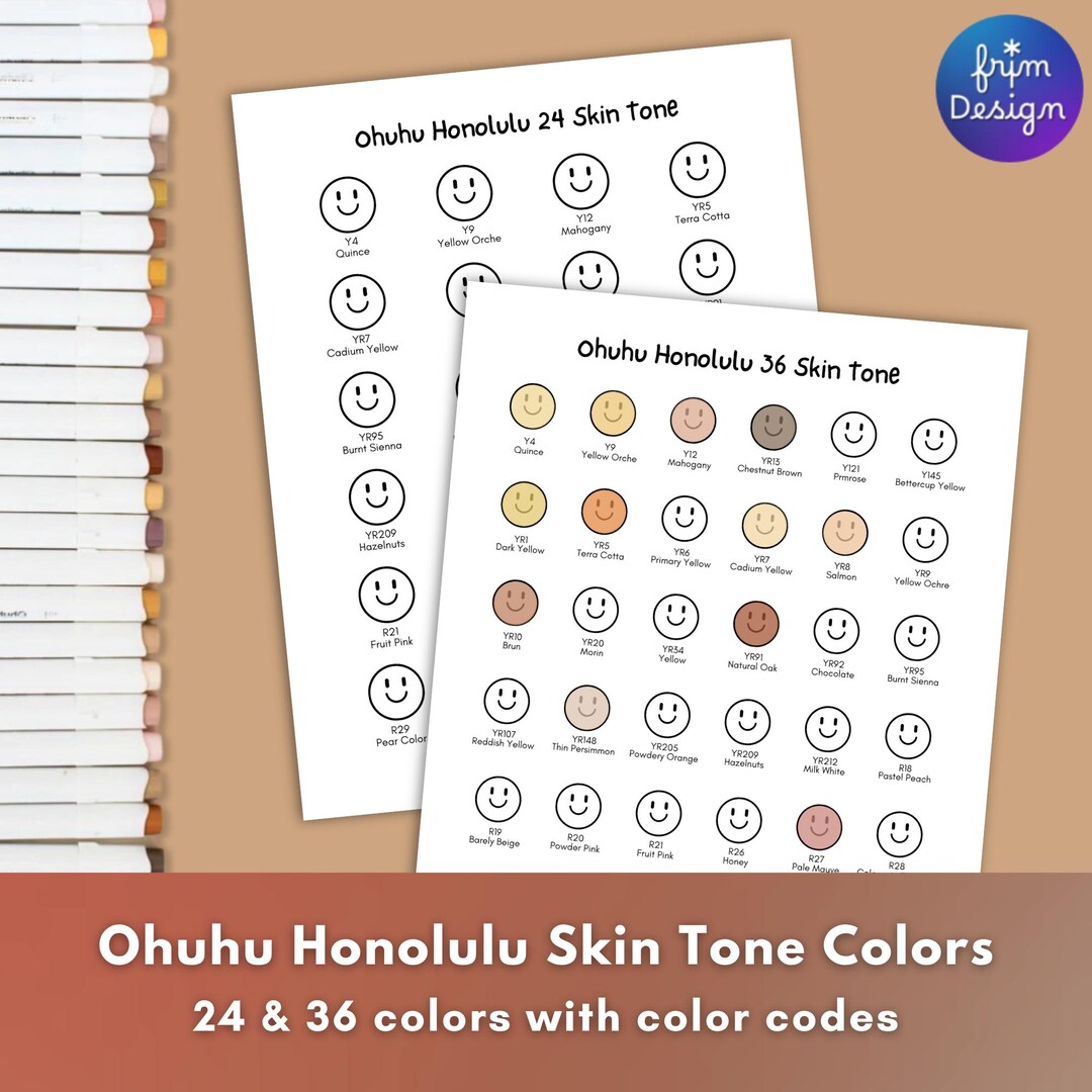 Ohuhu Skin Tone Swatch Chart– Smiling Face Icon, Honolulu 24 & 36 Skin ...