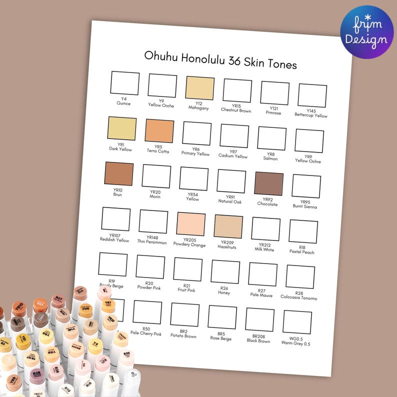 Ohuhu Skin Tone Swatch Chart – Standard Rectangle Swatches for Alcohol ...