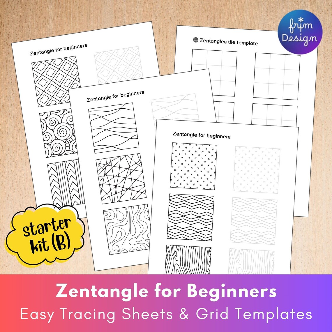 Zentangle Starter Kit – Easy Line Patterns for Beginners | Printable ...