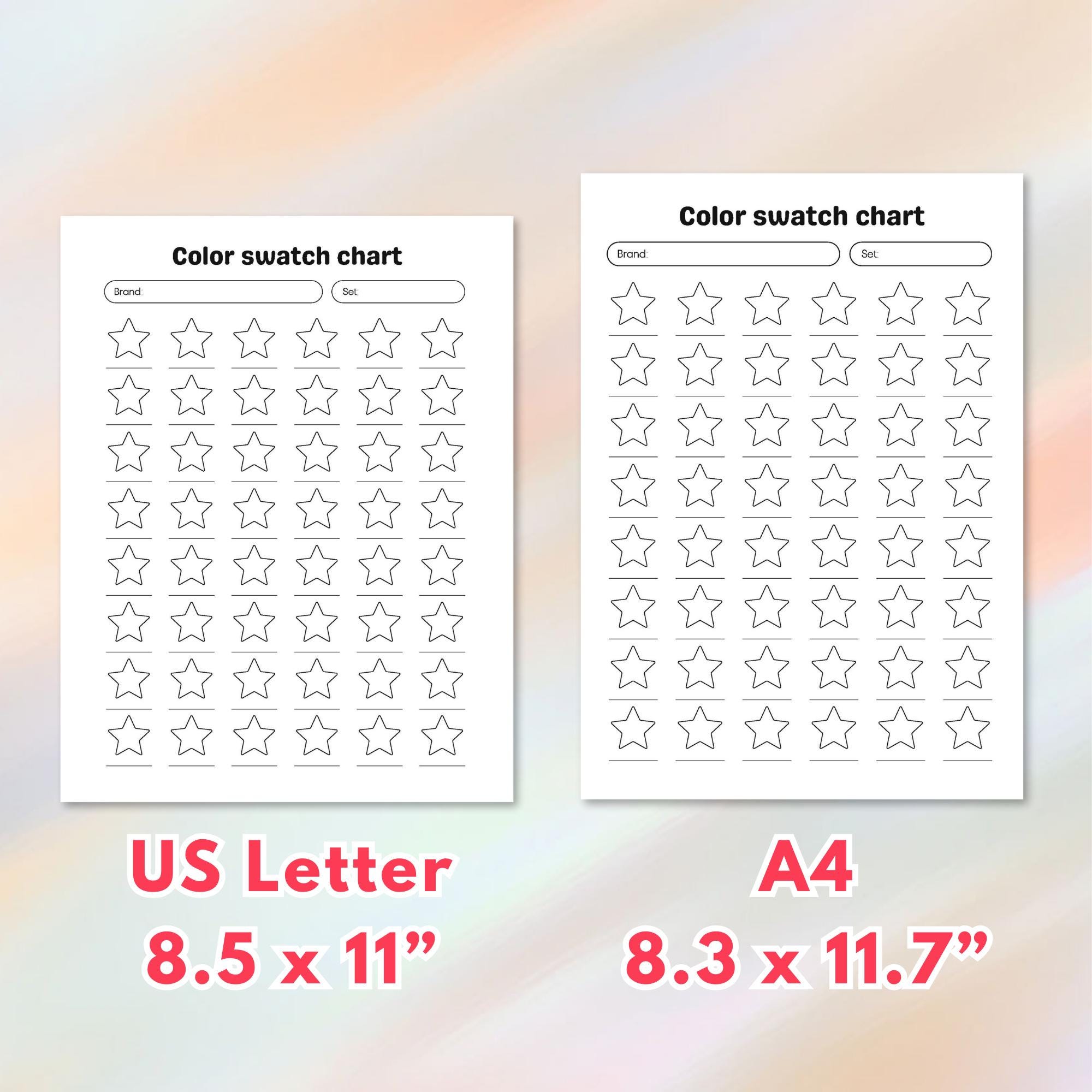 Color Swatch Test Chart Templates Cute Swatch Shapes 48 Swatches per ...