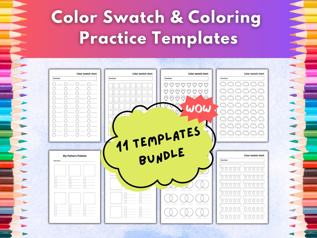 Color Swatch Bundle - Blank Swatch Chart and Blending Practice Sheets ...
