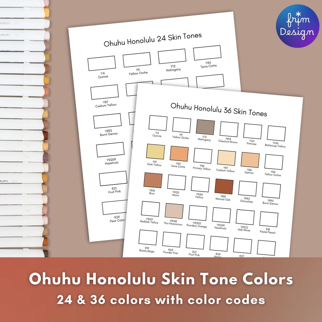 Ohuhu Skin Tone Swatch Chart – Standard Rectangle Swatches for Alcohol ...