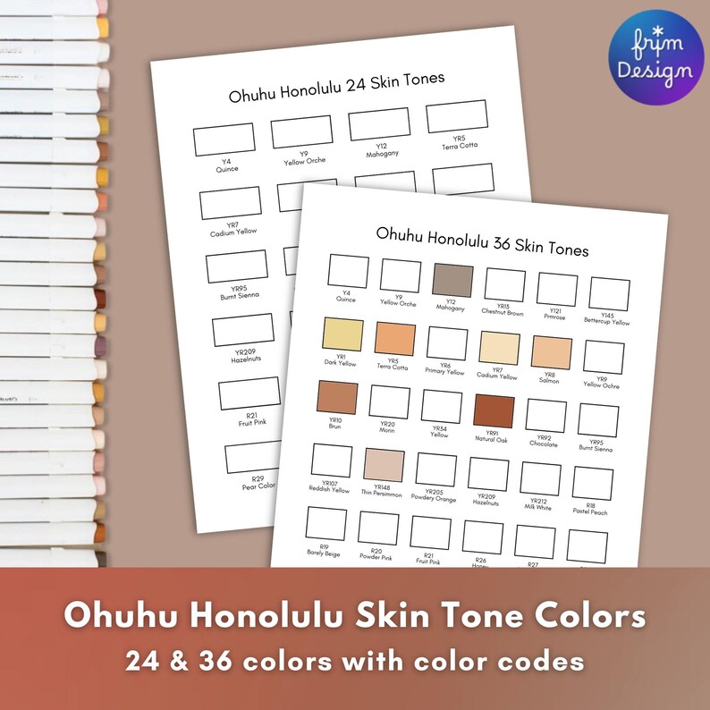 Ohuhu Skin Tone Swatch Chart – Standard Rectangle Swatches for Alcohol ...