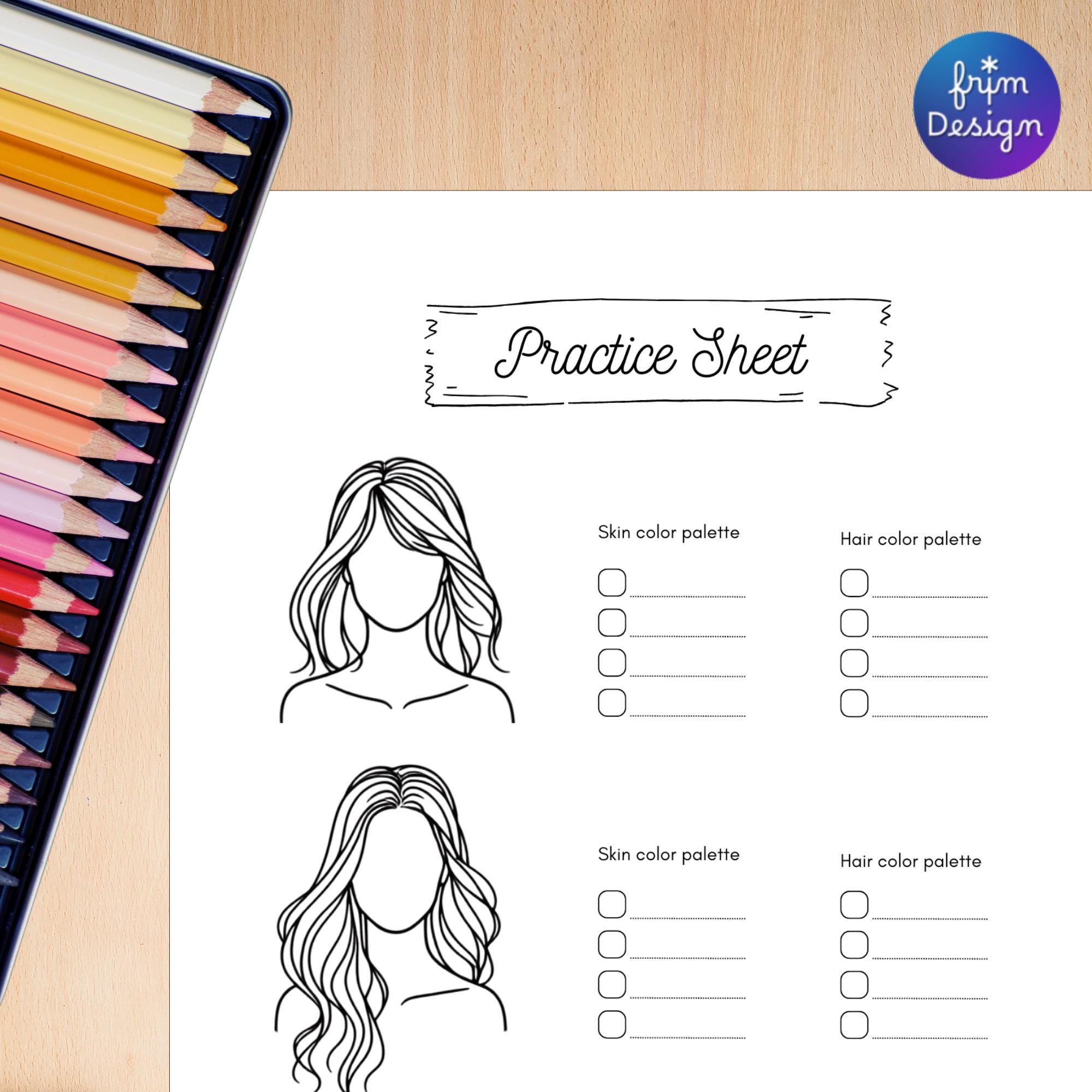 Skin & Hair Color Practice Worksheets – Portrait Coloring Templates for ...