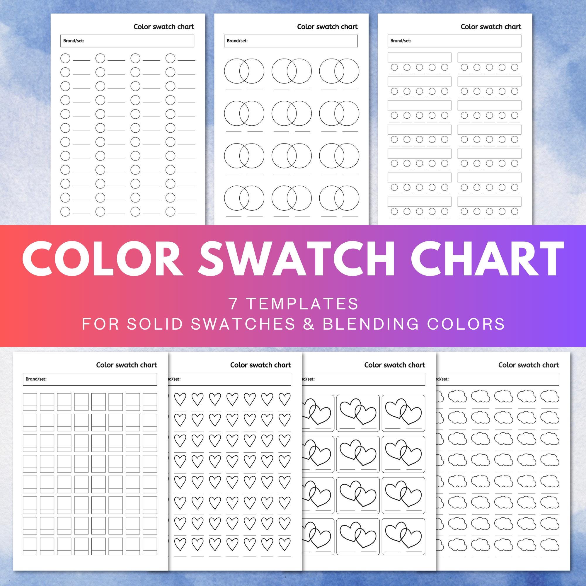 Color Swatch Templates for Color Testing and Blends Sheets Cute Swatch ...
