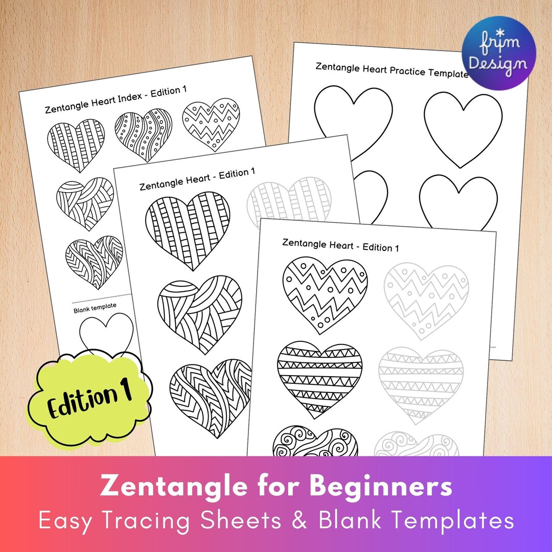 Zentangle Heart Patterns for Beginners – Tracing & Doodle Templates ...
