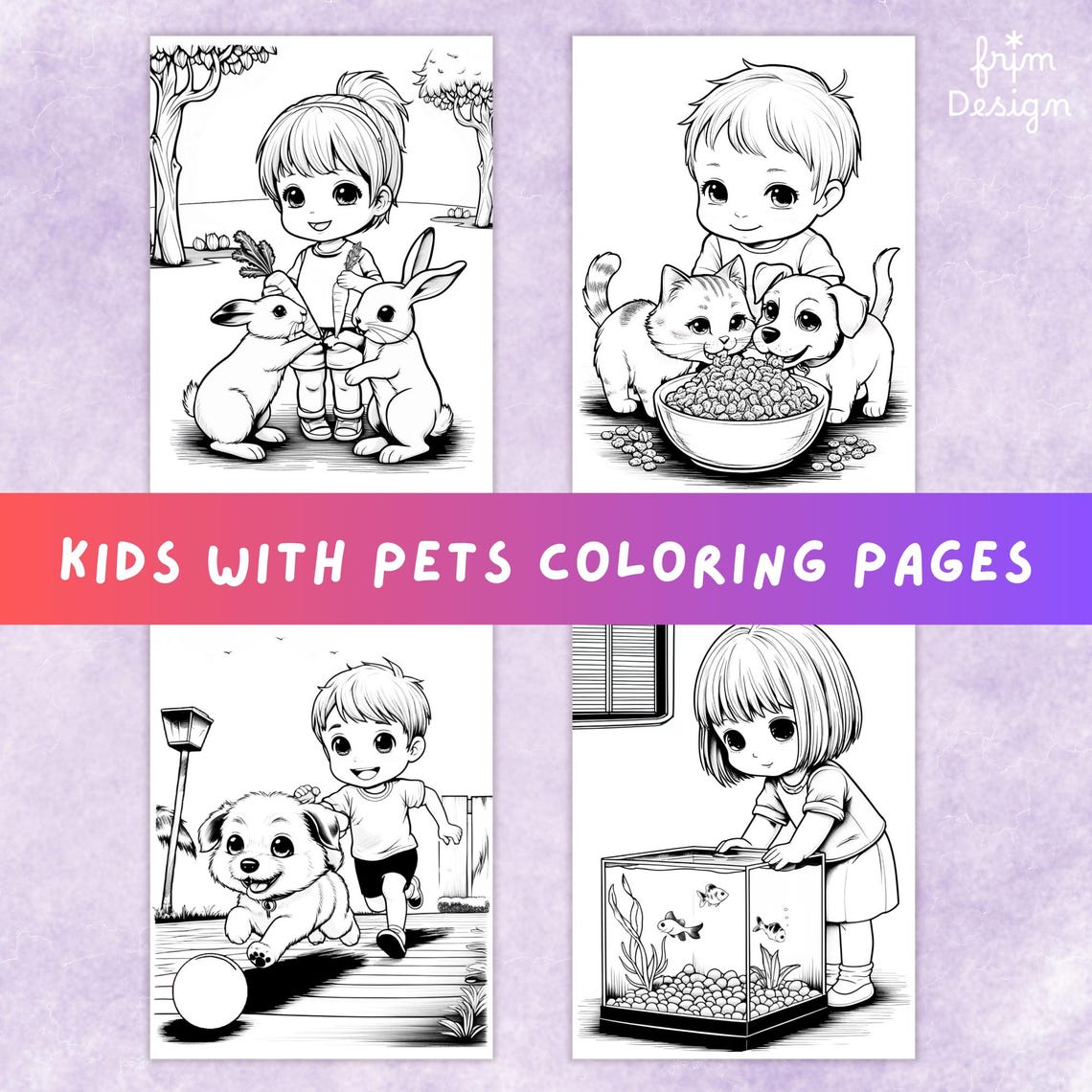 Cute Pet Coloring Pages | Kawaii Kids and Pets | Printable Animal ...