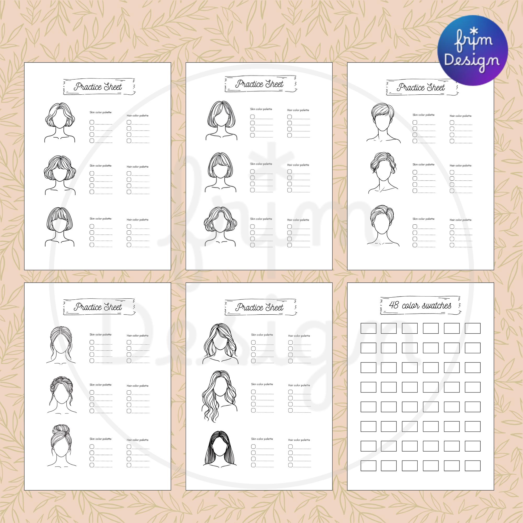 Skin & Hair Color Practice Worksheets – Portrait Coloring Templates for ...