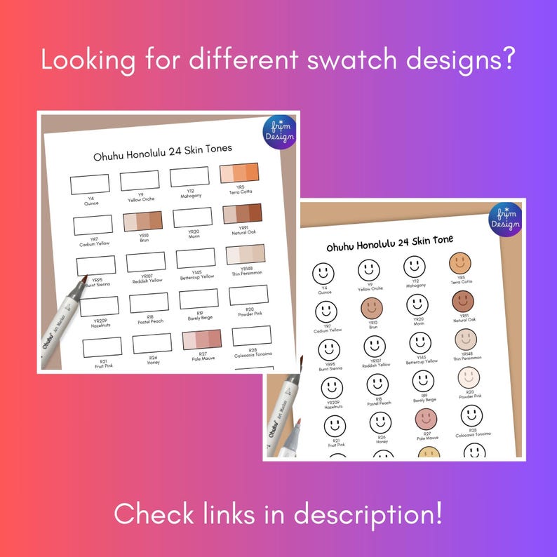 Ohuhu Skin Tone Swatch Chart: Chibi Portrait Style for 24 and 36 Set ...