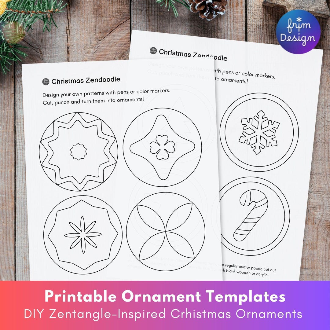 Christmas Zentangle Templates | Zendoodle Frame for DIY Ornaments ...