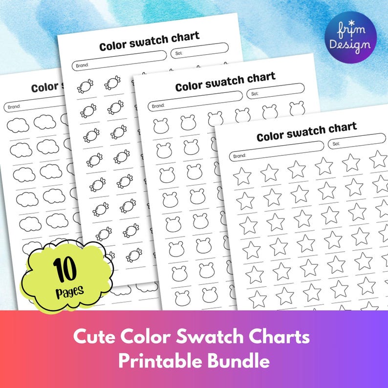 Cute Color Swatch Charts – Printable Alcohol Marker Swatch Sheets With ...