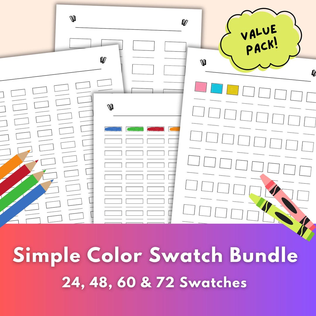 Color Swatch Chart Set: Artist Color Testing Sheets (digital Download ...