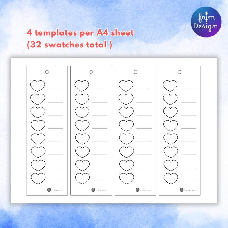 Heart Color Swatch Cards – Cute Printable Palette Organizer for Artists & Crafters | Compact A4 ...