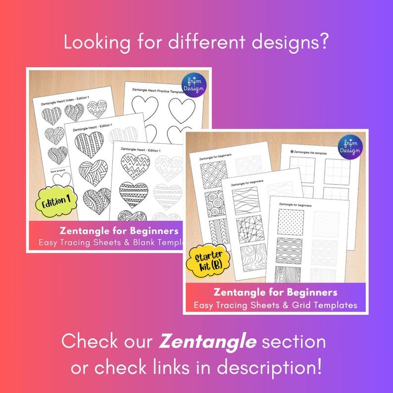 Zentangle Practice Worksheets – Traceable Pattern Pages + Grid Tile ...