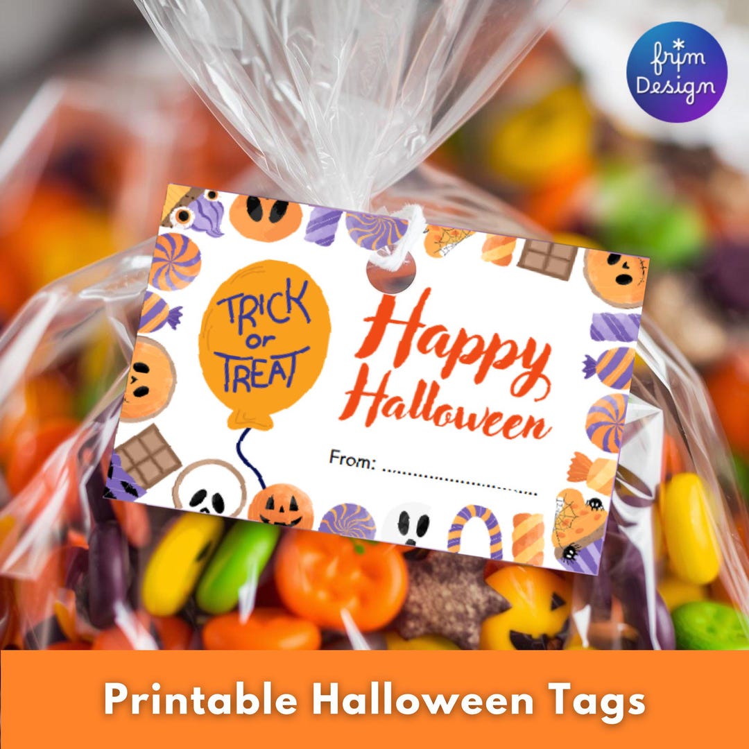 Printable Halloween Gift Tags, Trick or Treat Candy Tag — Spooky ...