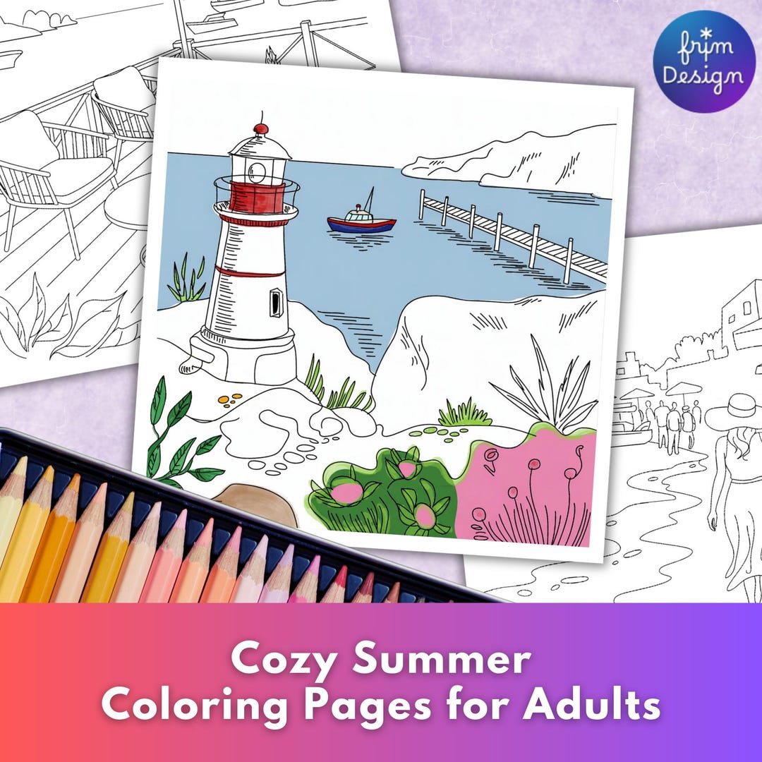 Summer Coloring Pages for Adults - Seaside Moment | Relaxing Color ...