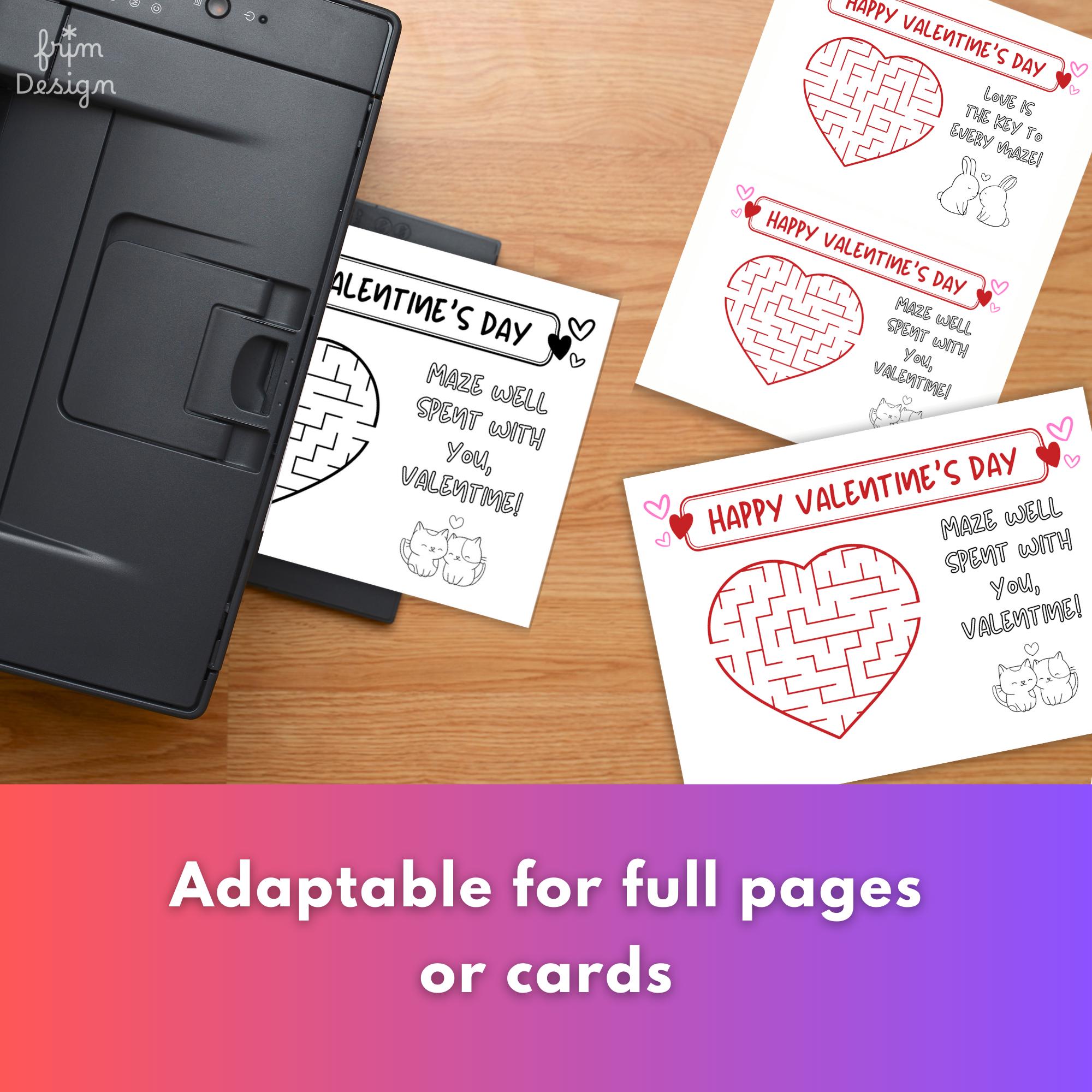 Valentine’s Day Activity Maze Printable Heart-shaped Maze & Cute Animal ...
