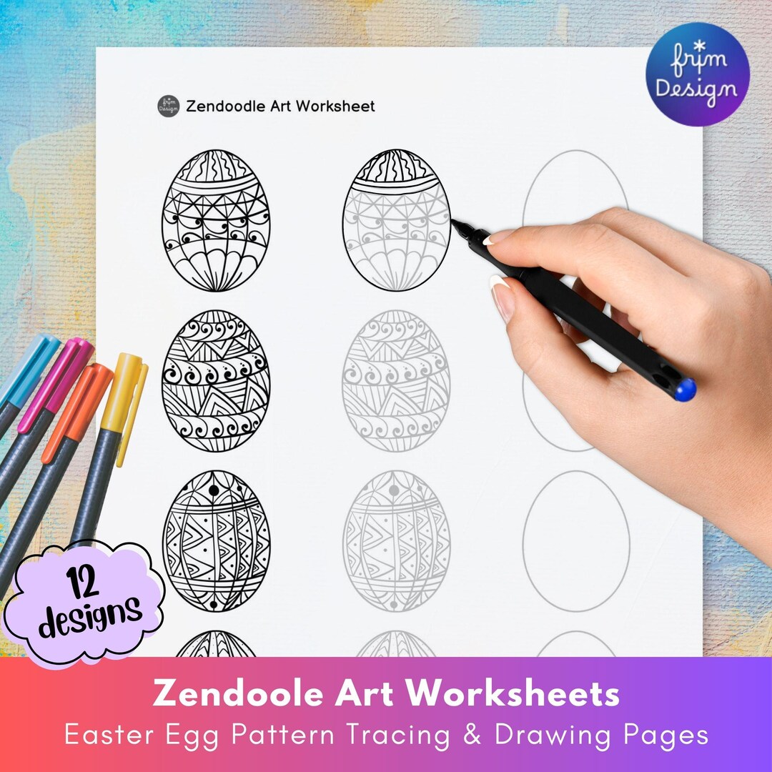 Easter Zentangle Art Worksheets | Easter Egg Doodle Tracing Pages ...