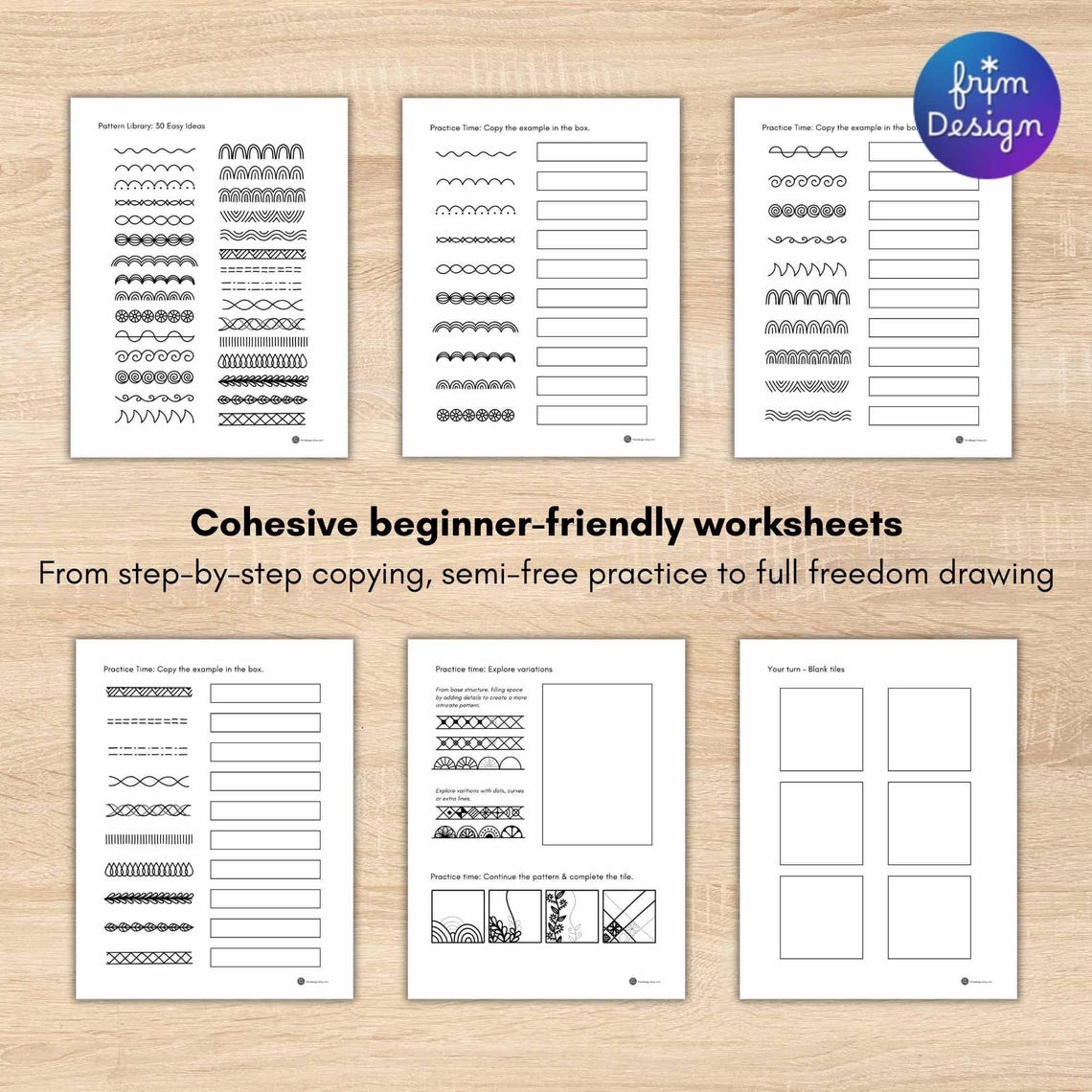 Doodle Practice Worksheets: Beginner Zentangle Patterns & How to Line ...