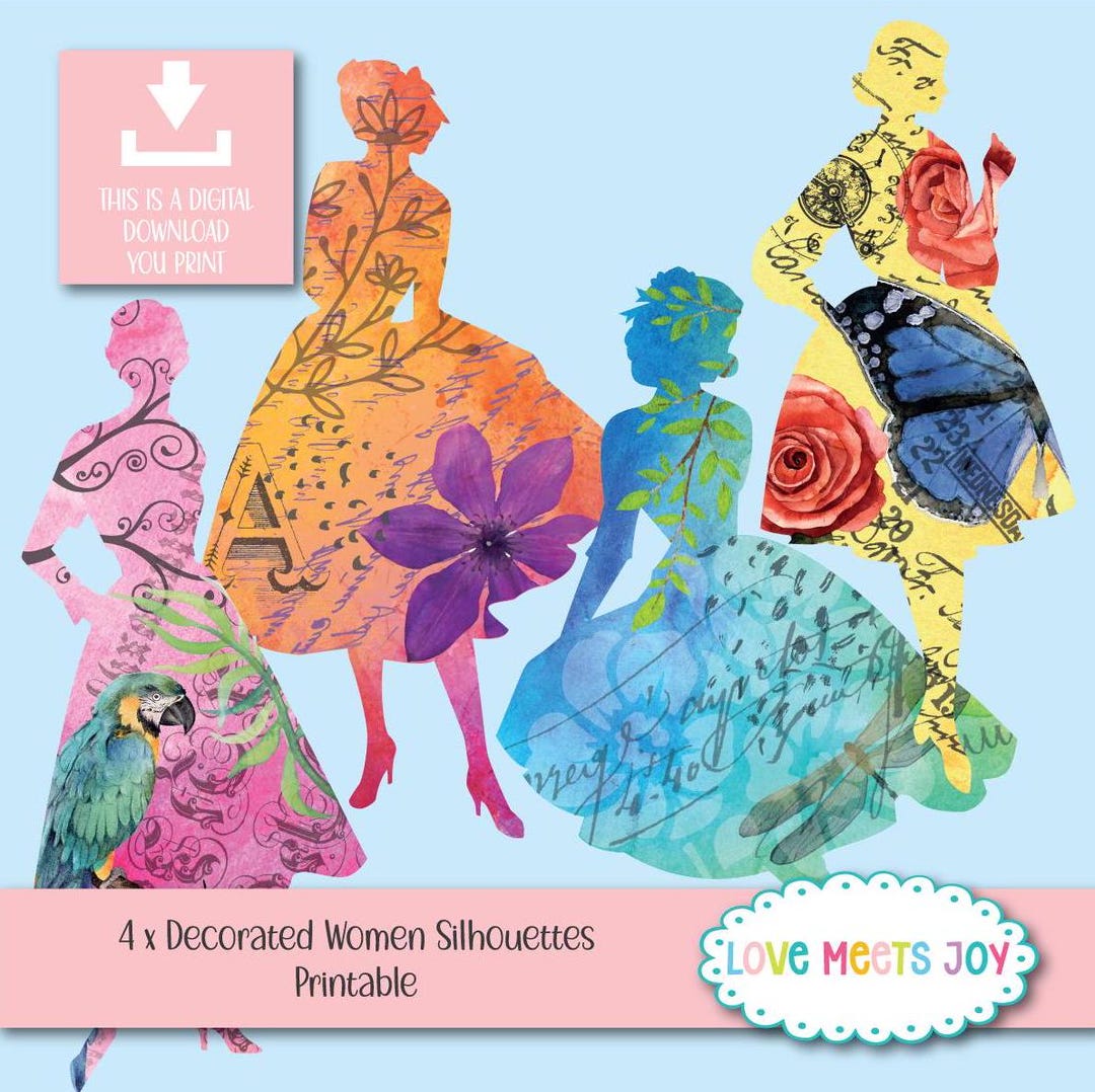 Women Silhouettes, Printable Silhouettes, Printable, Ladies Silhouettes ...