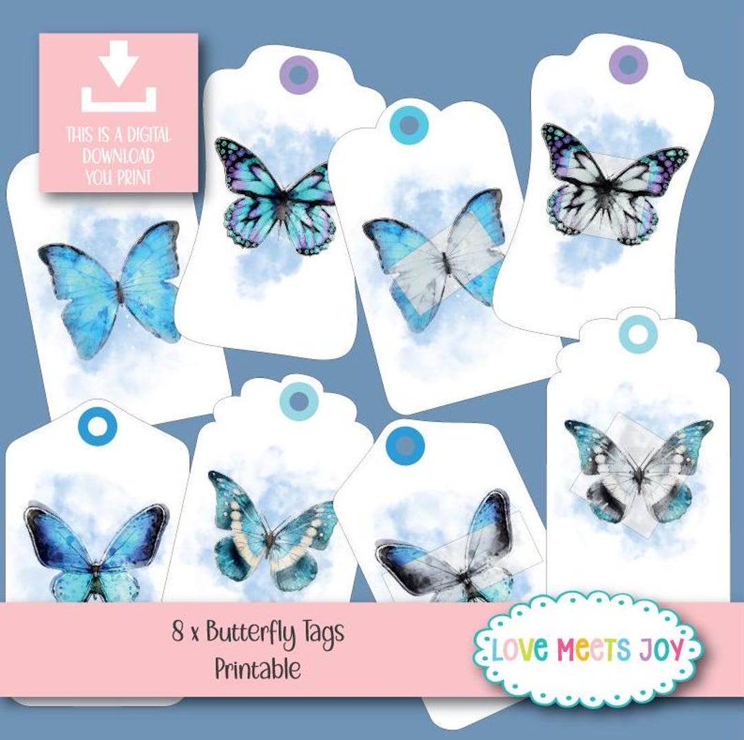 Printable Watercolor Butterfly Tags, Butterfly Tags, Butterfly Gift ...
