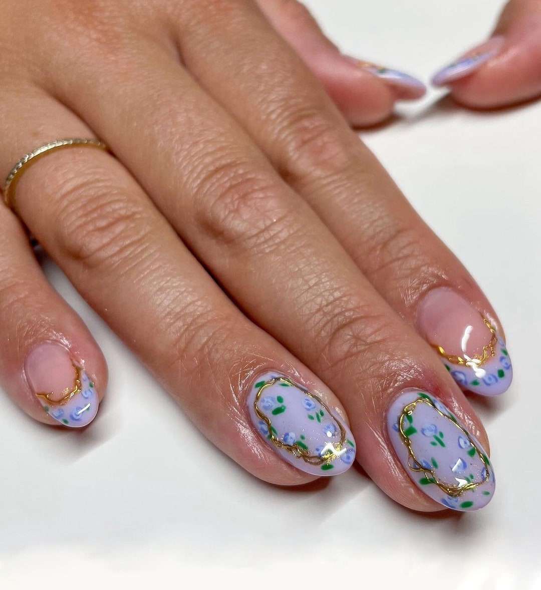 Hand Painted Flower Nail/ Custom Press on Nails/ Hand Made Press on ...