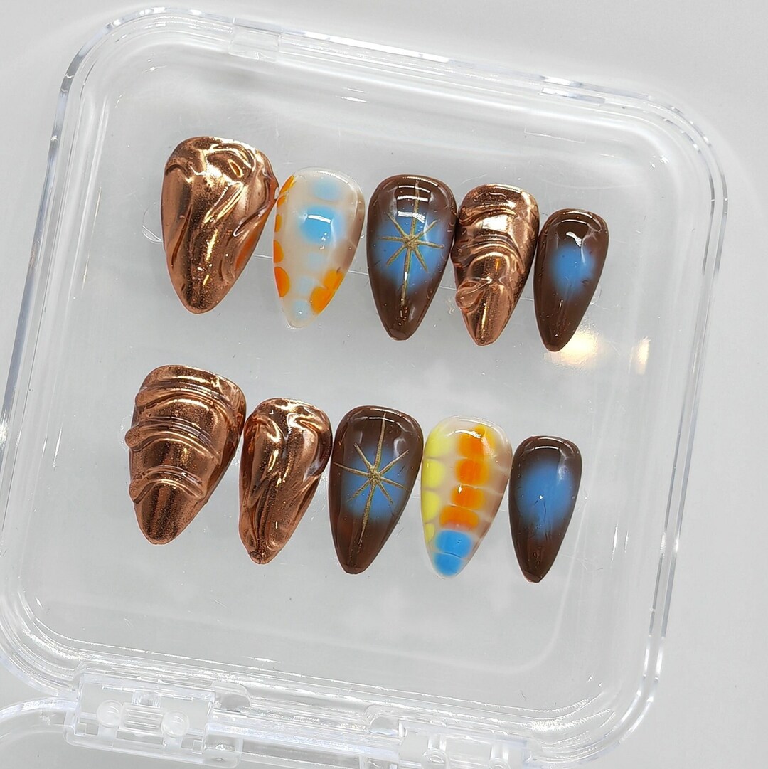 Colorful Graffiti Hand Painted Nail /japanese Nails /custom Press on ...