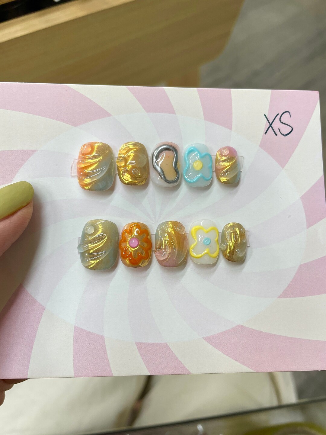 Colorful 3D Summer Press on Nails: Y2K Faux Acrylic Nails - Etsy