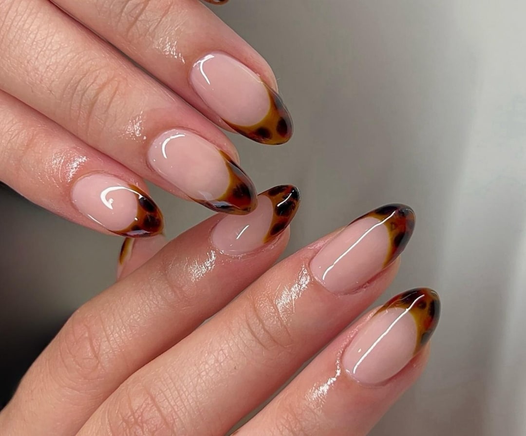 Tortoise Shell French Nail / Hand Painted Nail /custom Press on Nails/ Hand Made Press on Nails ...