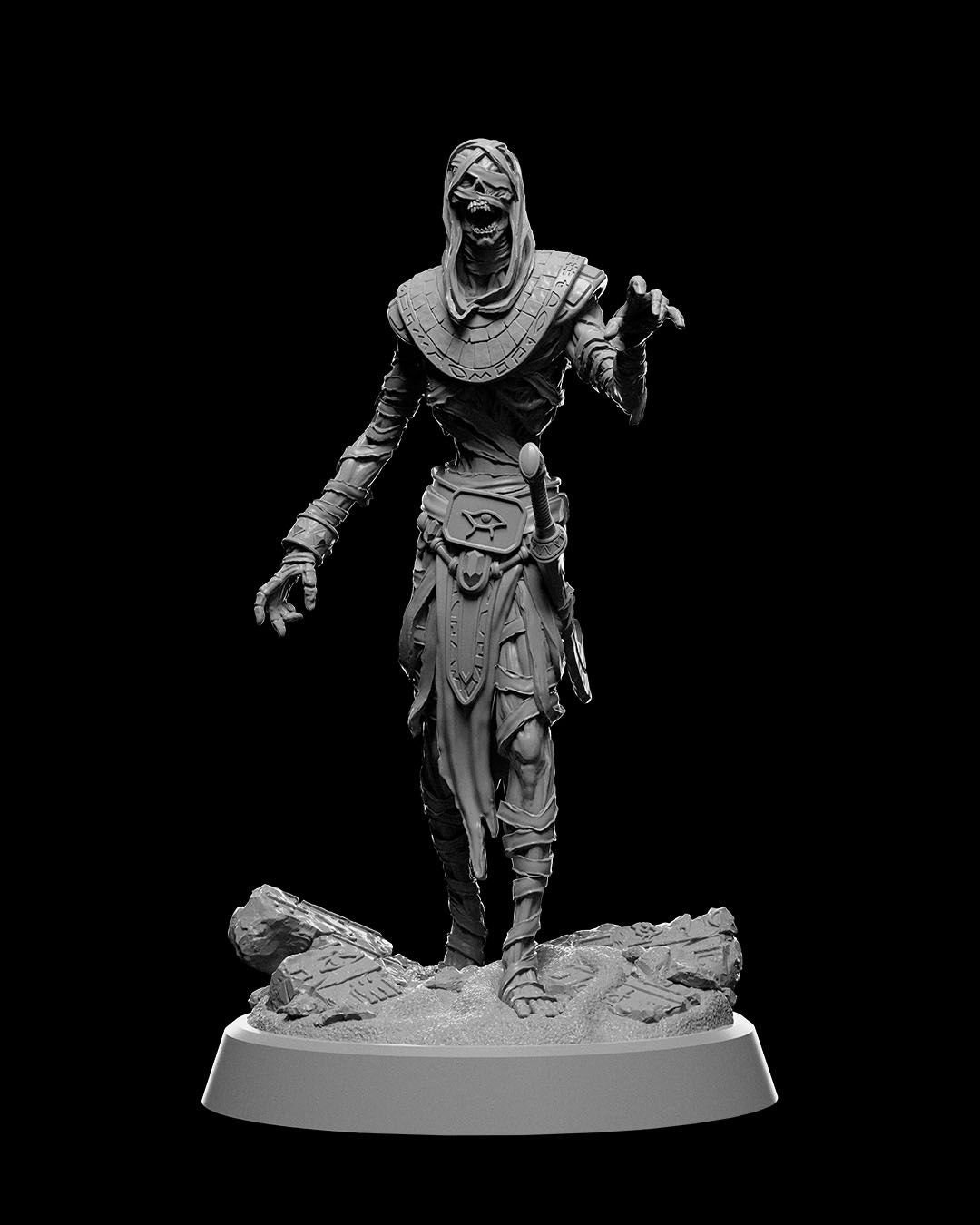 Solid Grey Mummy Miniature Gaming Figure for Tabletop RPG or Collection ...