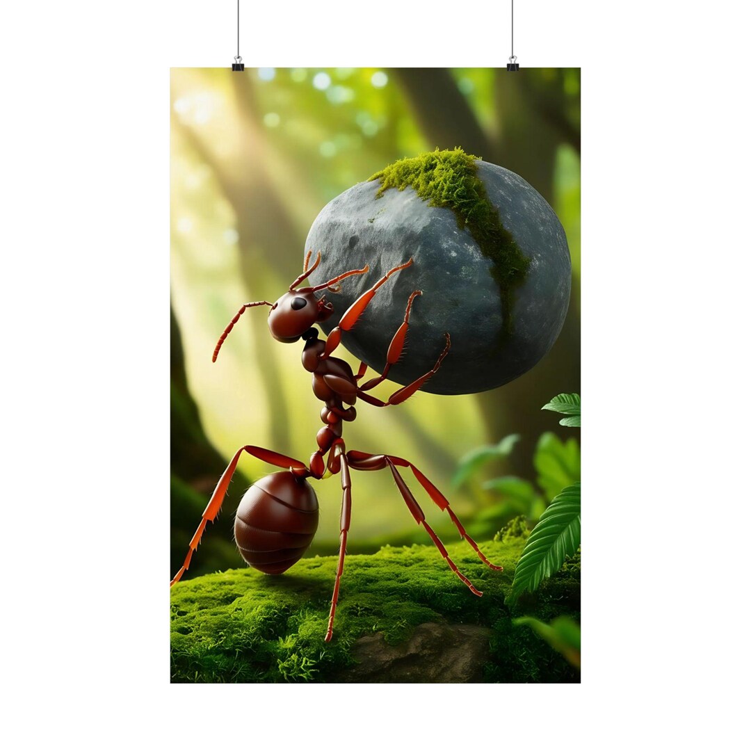 Red Ant Strength Matte Vertical Posters, Little Red Ant Splitting Big ...