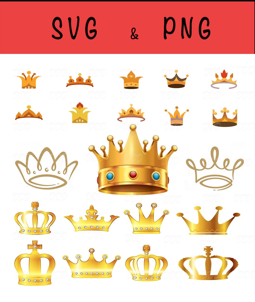 Crown SVG PNG Bundle Princess Svg Cut Files for Cricut, Queen King ...
