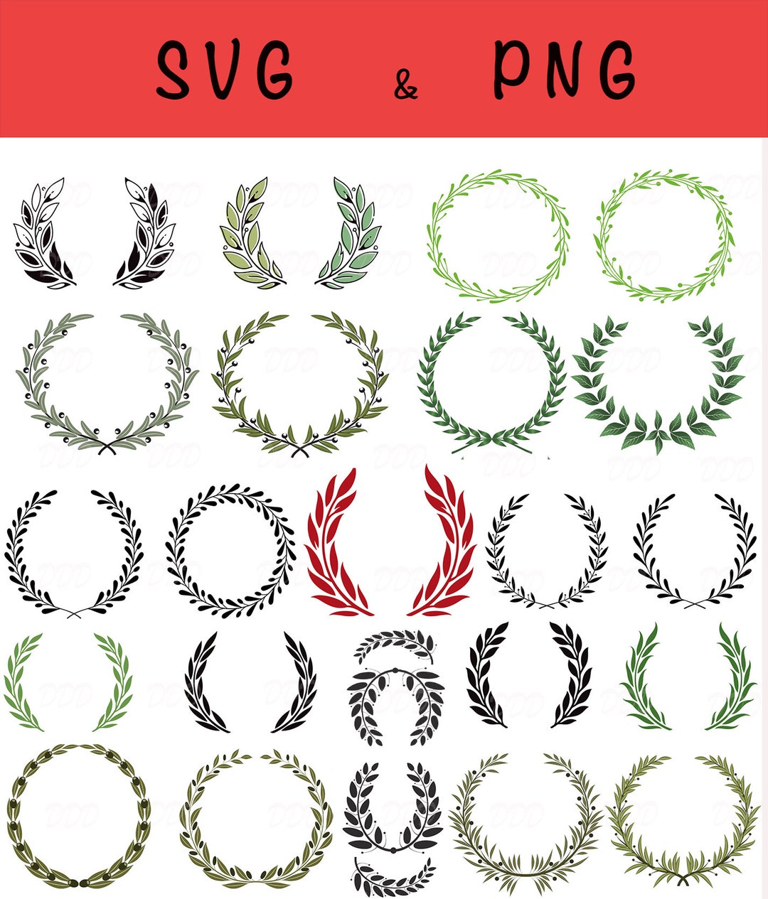 Floral Wreath Laurel SVG Wreath SVG PNG Laurel Wreaths Svg Wedding ...
