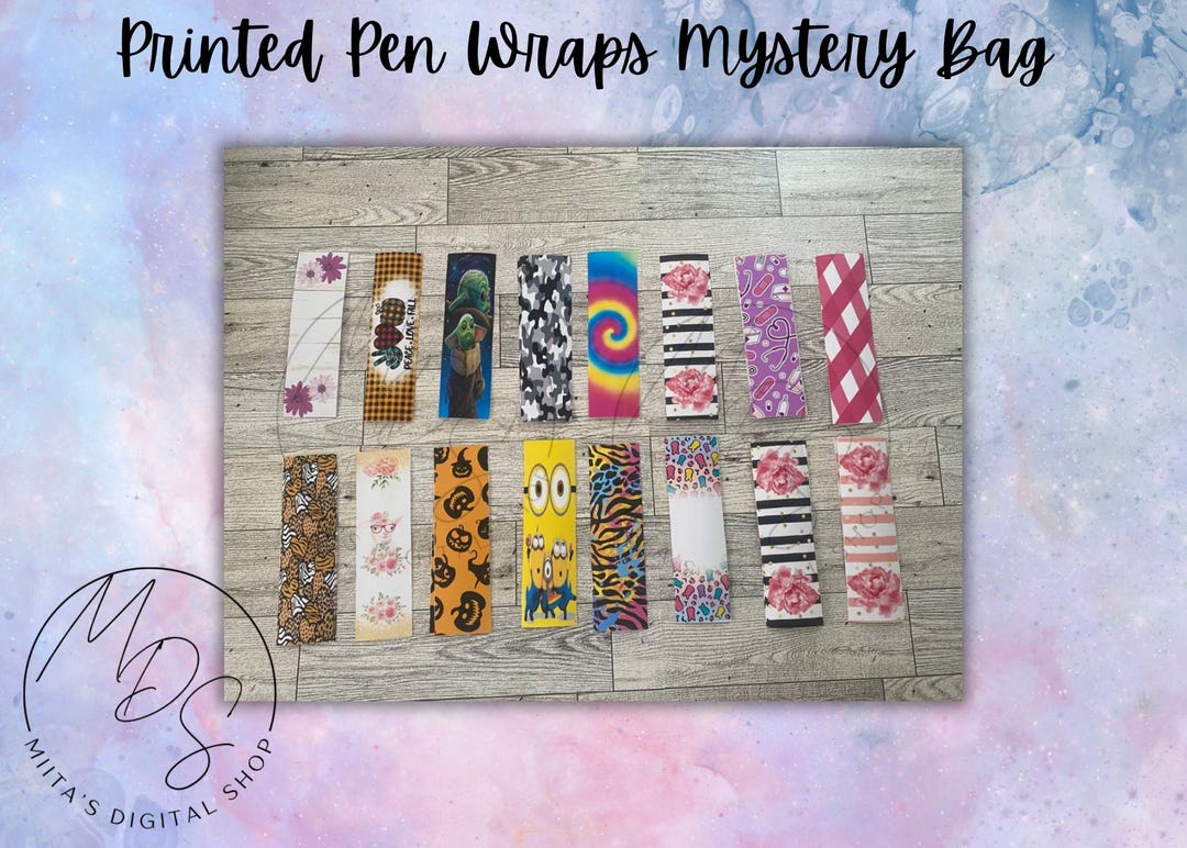 10 Printed Pen Wraps Mystery Bag | Gel Pen | Glitter Pens | Gel Pens ...