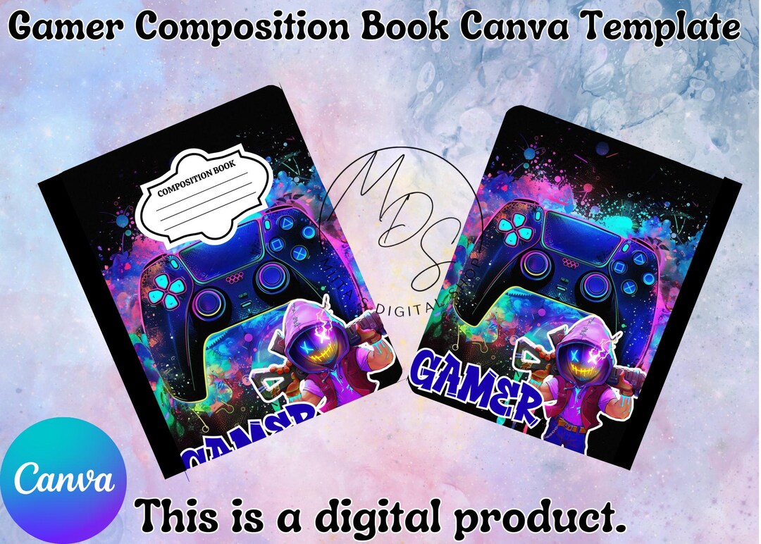 Gamer Composition Notebook Template: Editable Canva Design (digital ...