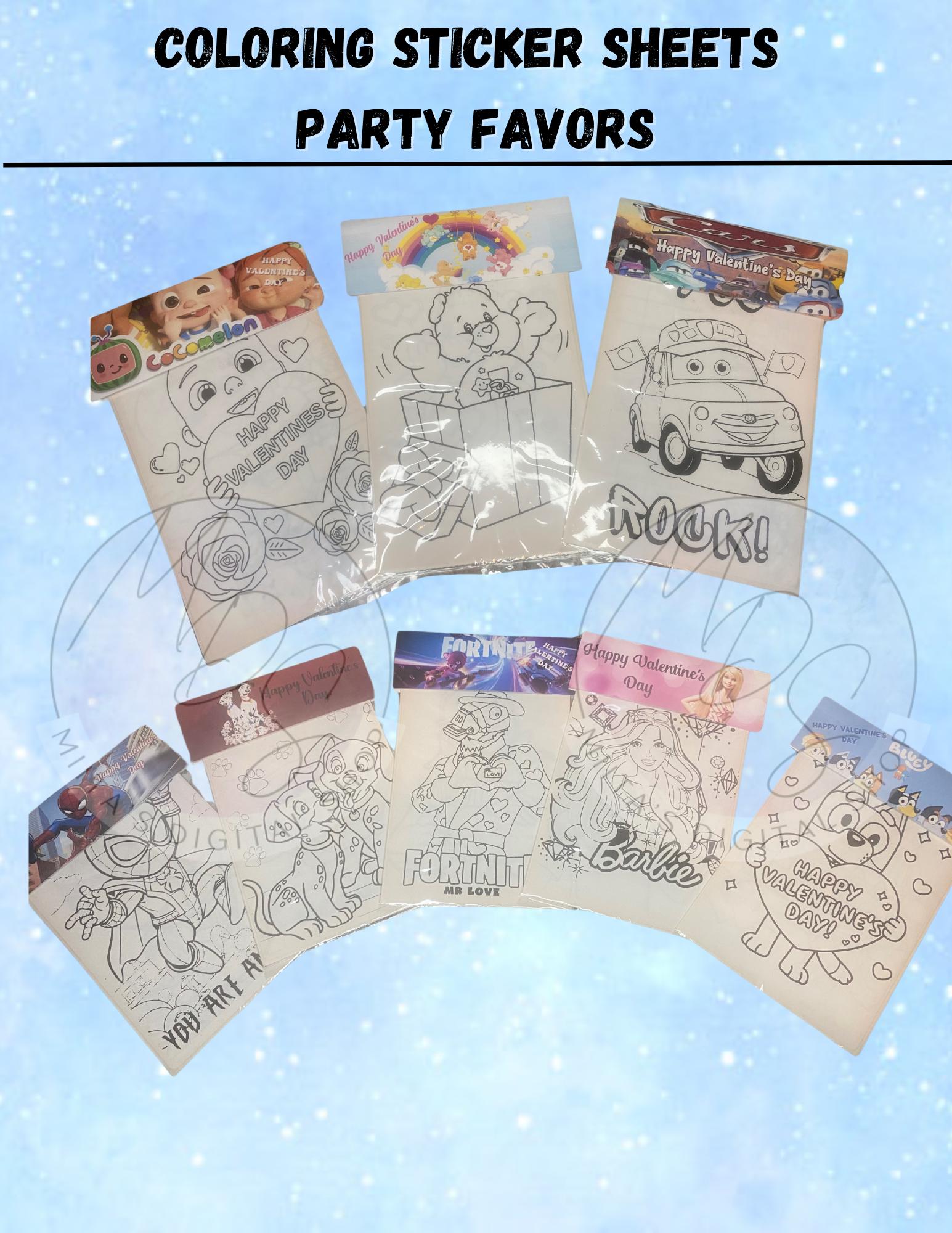 Coloring Sticker Sheets | Party Favors | Kid's Coloring Pages | Sticker ...