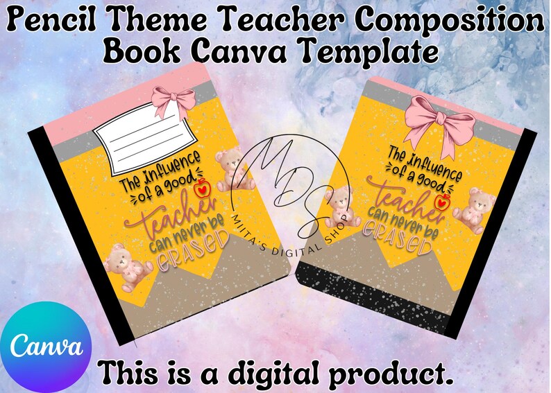 Pencil Theme Composition Book Canva Template | Composition Notebook ...