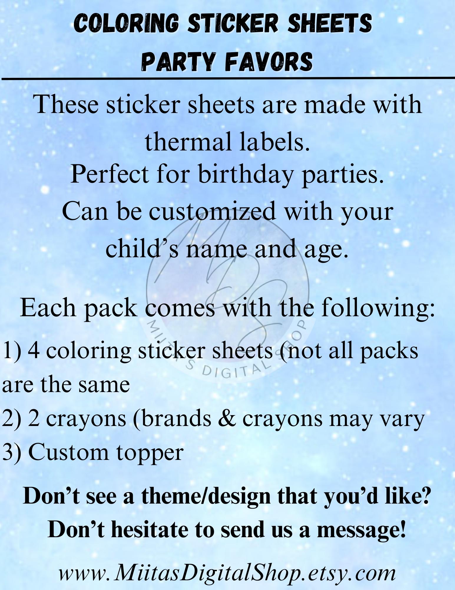 Coloring Sticker Sheets | Party Favors | Kid's Coloring Pages | Sticker ...