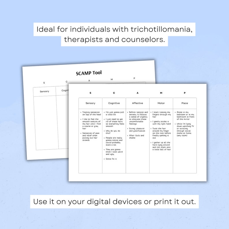 Trichotillomania SCAMP Tool, Body-focused Repetitive Behaviors Recovery ...