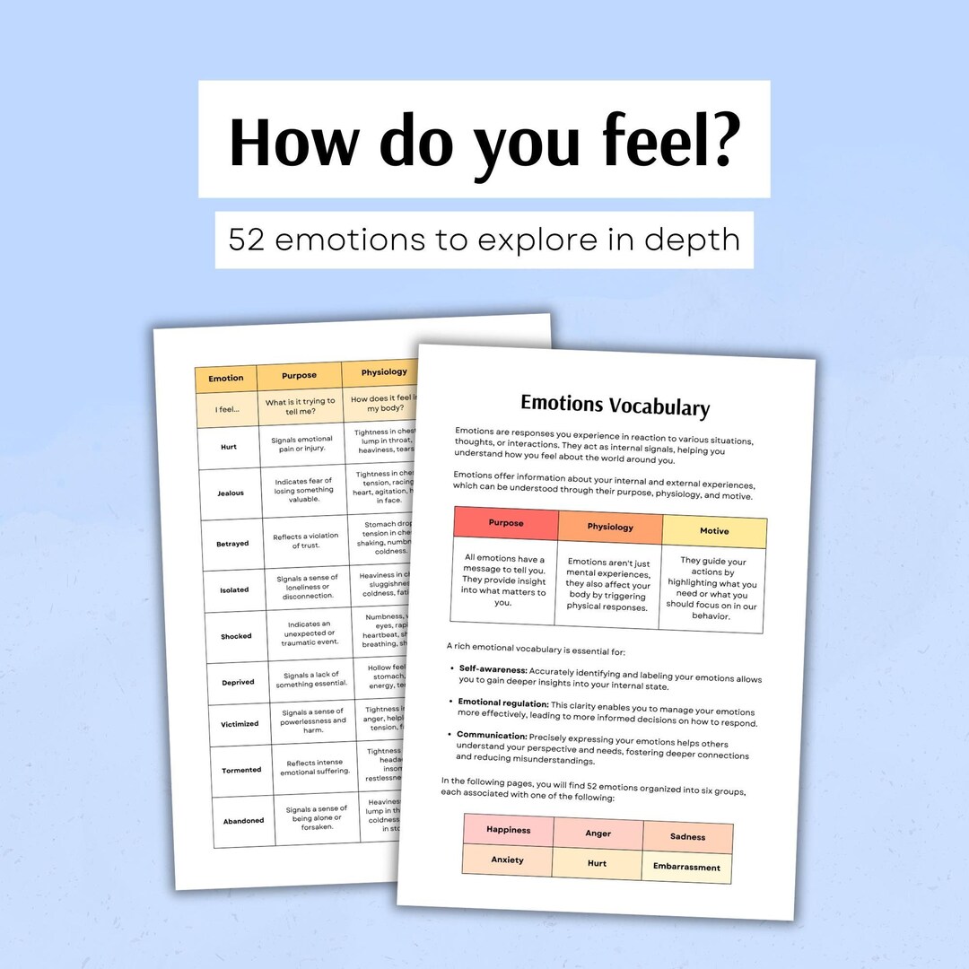 Emotions Vocabulary, Emotional Regulation Tool, Identify Your Emotions ...