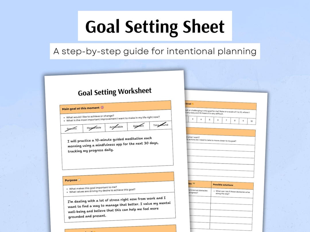 Goal Setting Worksheet, Intentional Planning, Tool for Goals, Smart ...