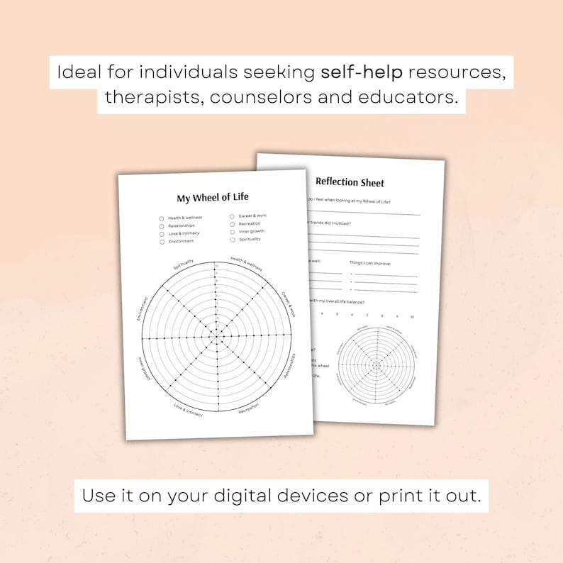 Wheel of Life Worksheet, Self-improvement, Mental Health Tool, Personal ...