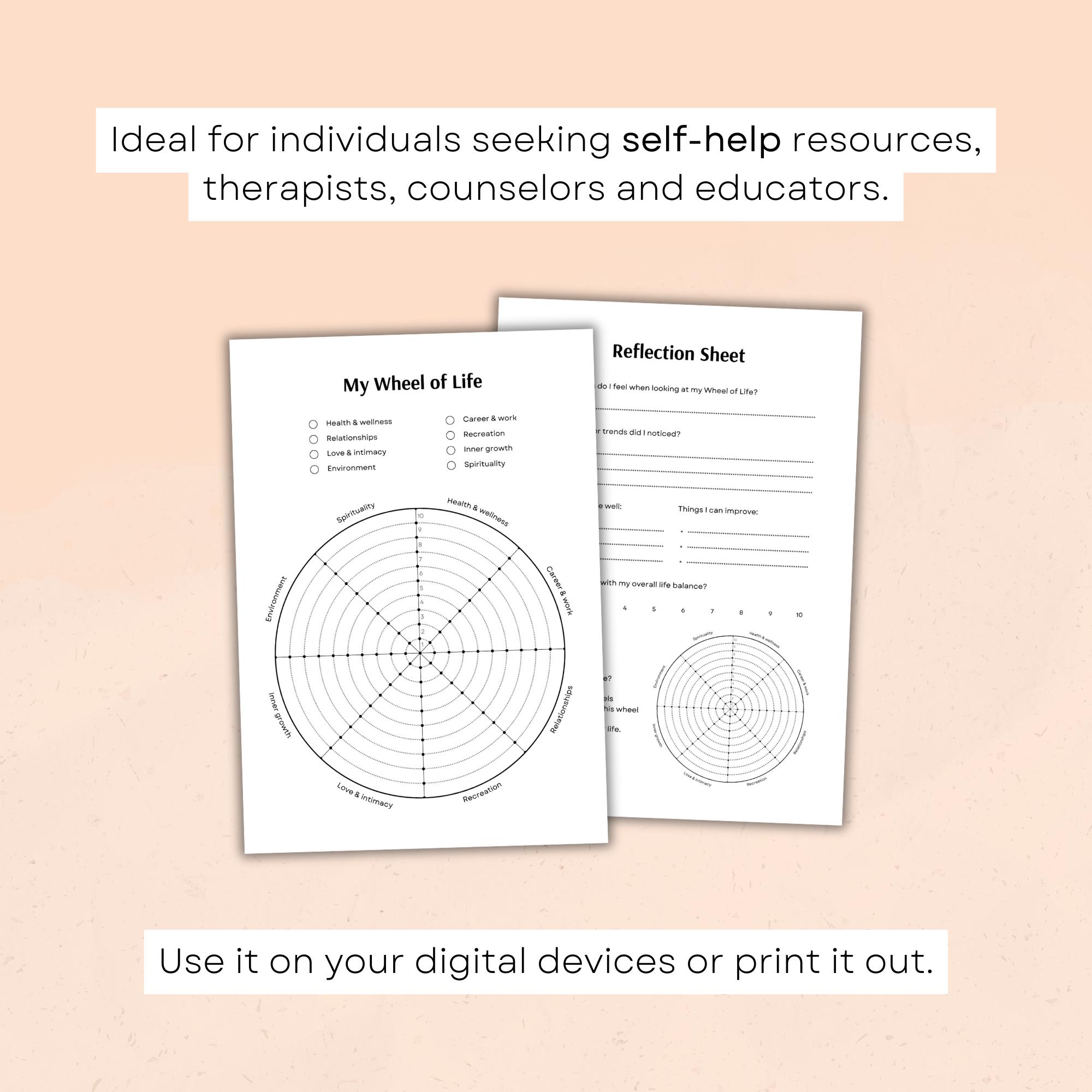 Wheel of Life Worksheet, Self-improvement, Mental Health Tool, Personal ...