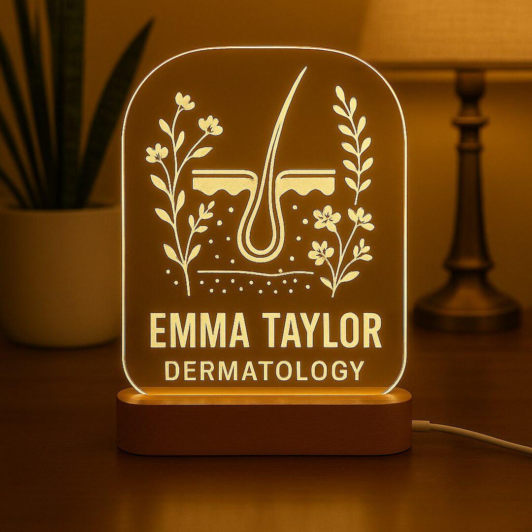 Dermatologist Custom Night Light | Personalized LED Lamp With Laser ...